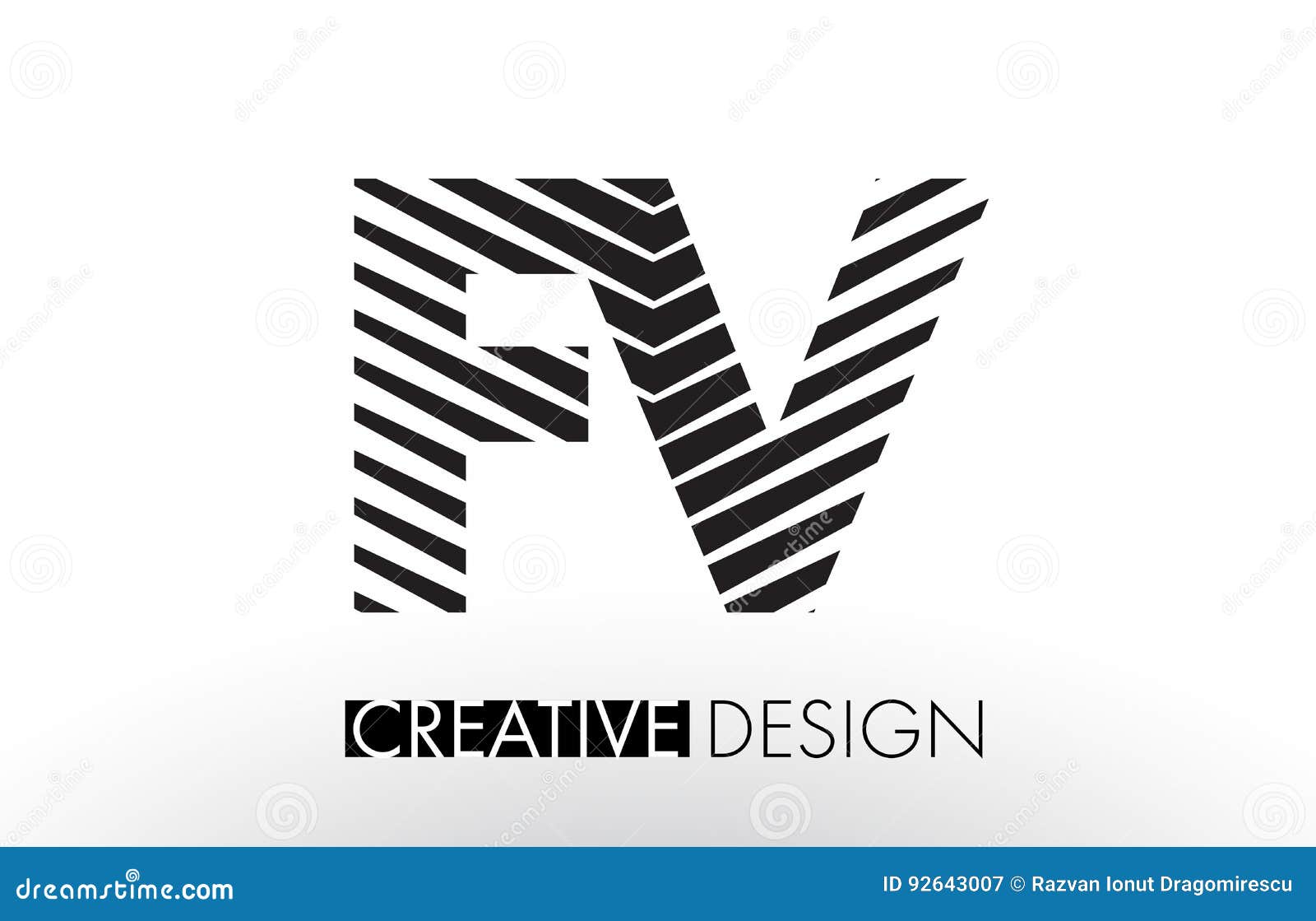 FV F V Lines Letter Design with Creative Elegant Zebra Stock Vector ...