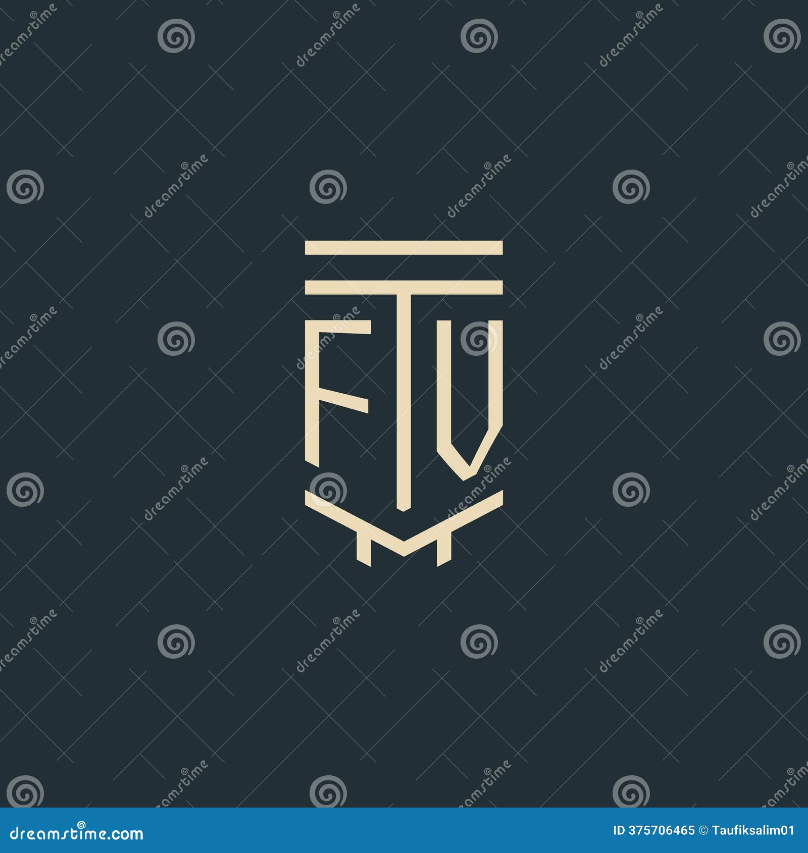 FV Initial Monogram With Simple Line Art Pillar Logo Designs Cartoon ...
