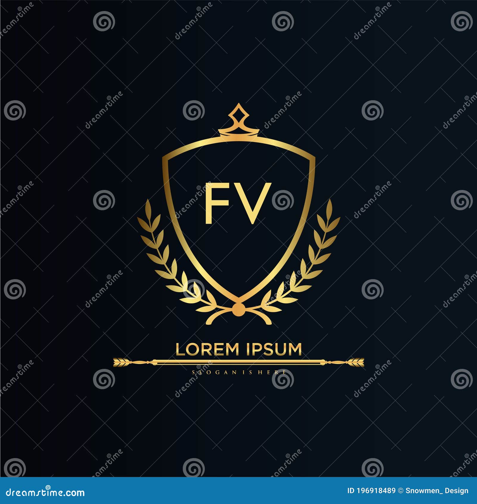 FV Letter Initial with Royal Template.elegant with Crown Logo Vector ...
