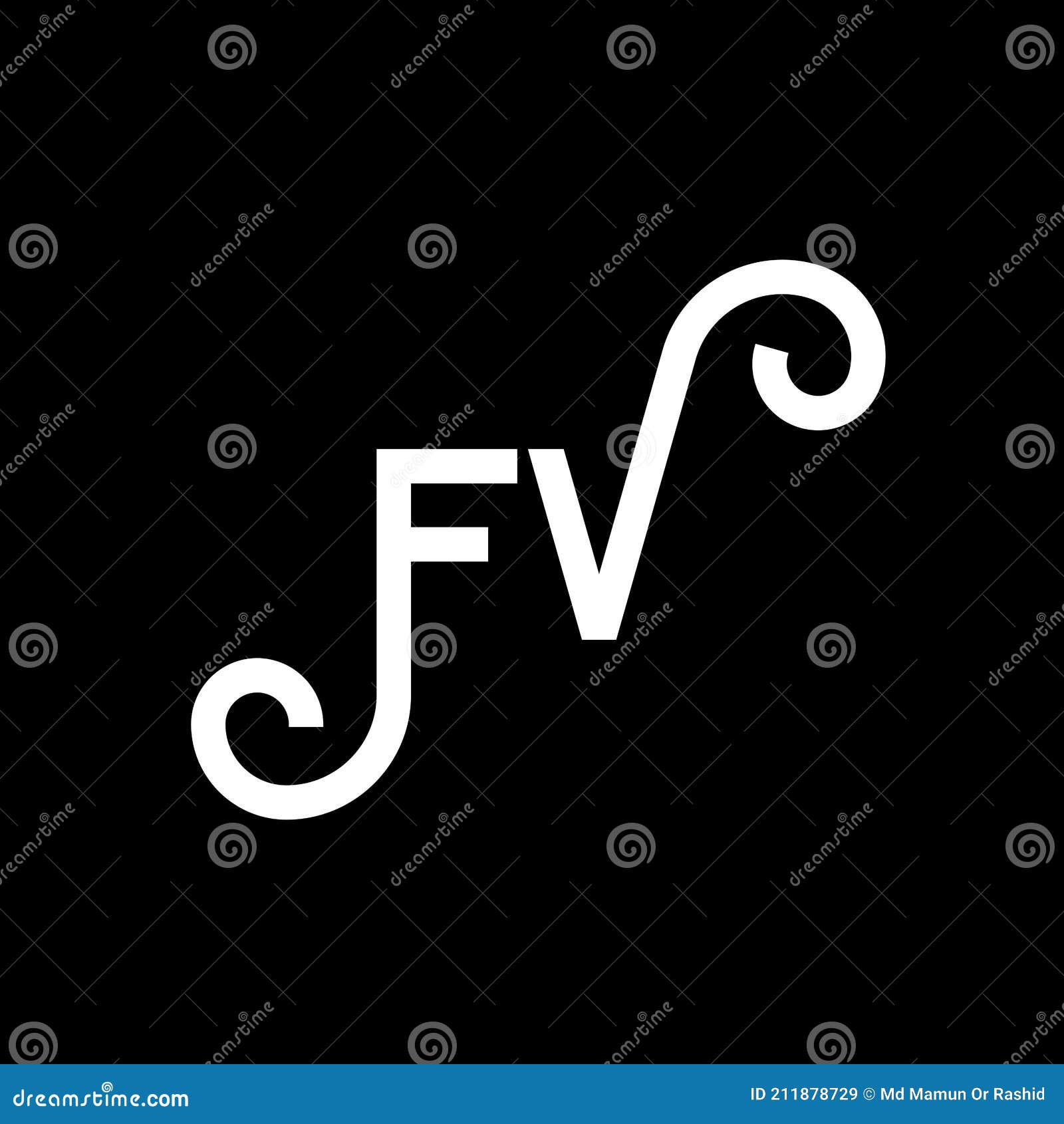 FV Letter Logo Design on Black Background. FV Creative Initials Letter ...