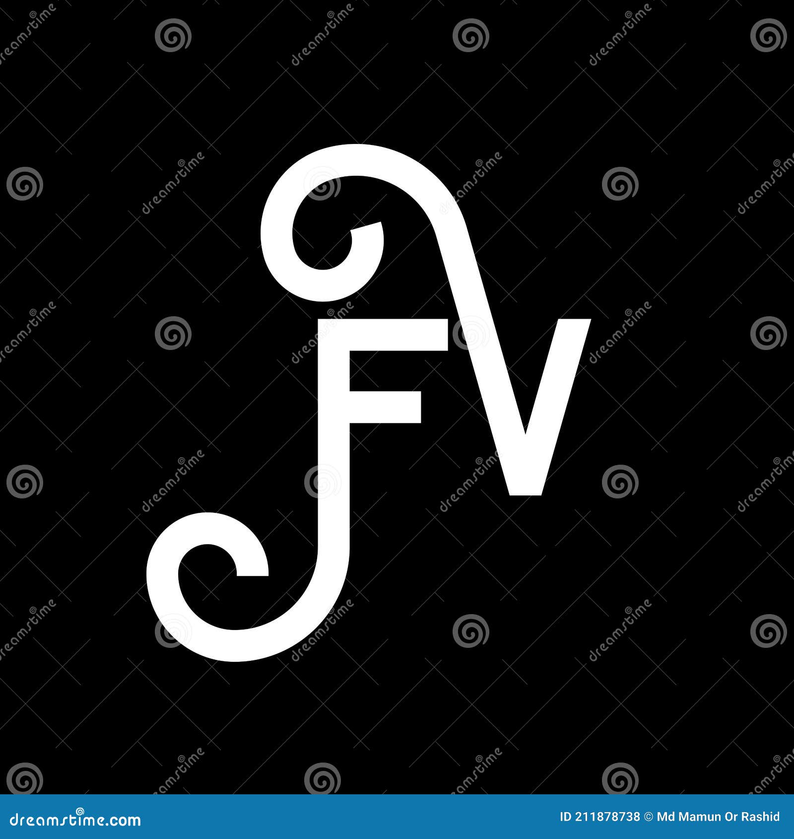 FV Letter Logo Design on Black Background. FV Creative Initials Letter ...