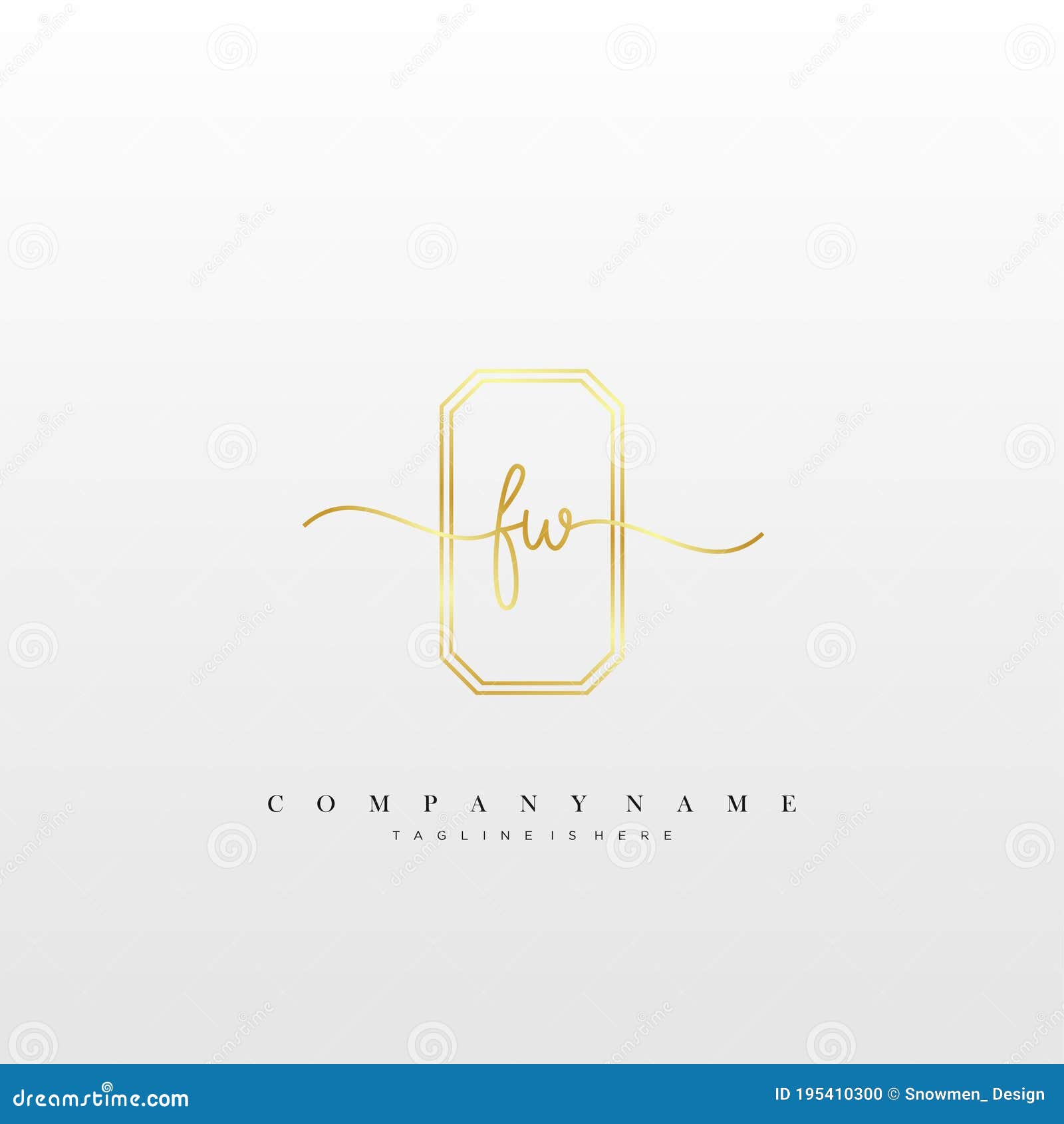 FW Initial Handwriting Minimalist Geometric Logo Template Vector Stock ...