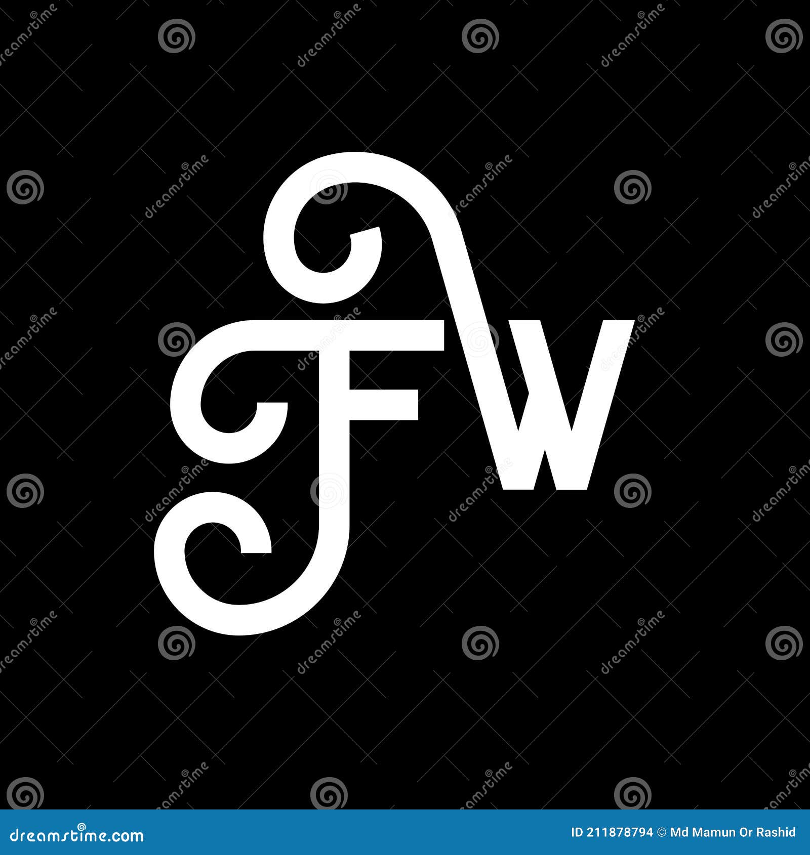 FW Letter Logo Design on Black Background. FW Creative Initials Letter ...