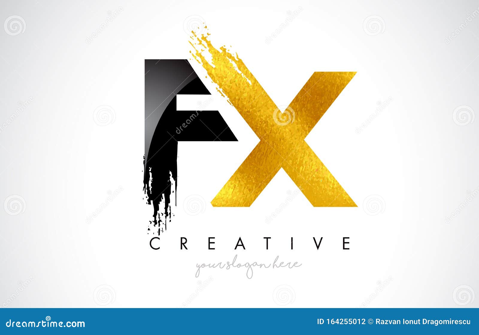 FX Letter Design with Brush Stroke and Modern 3D Look Stock Vector ...