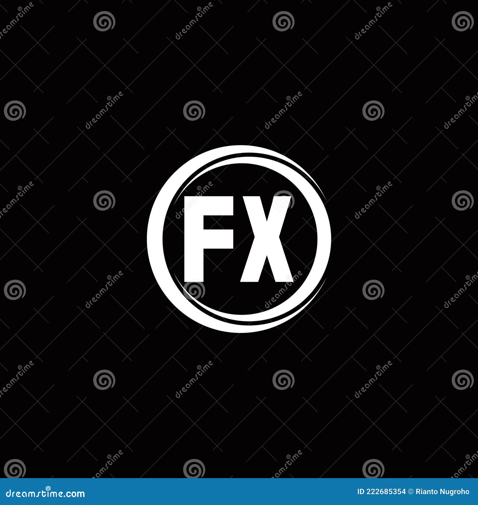 FX Logo Initial Letter Monogram with Circle Slice Rounded Design ...