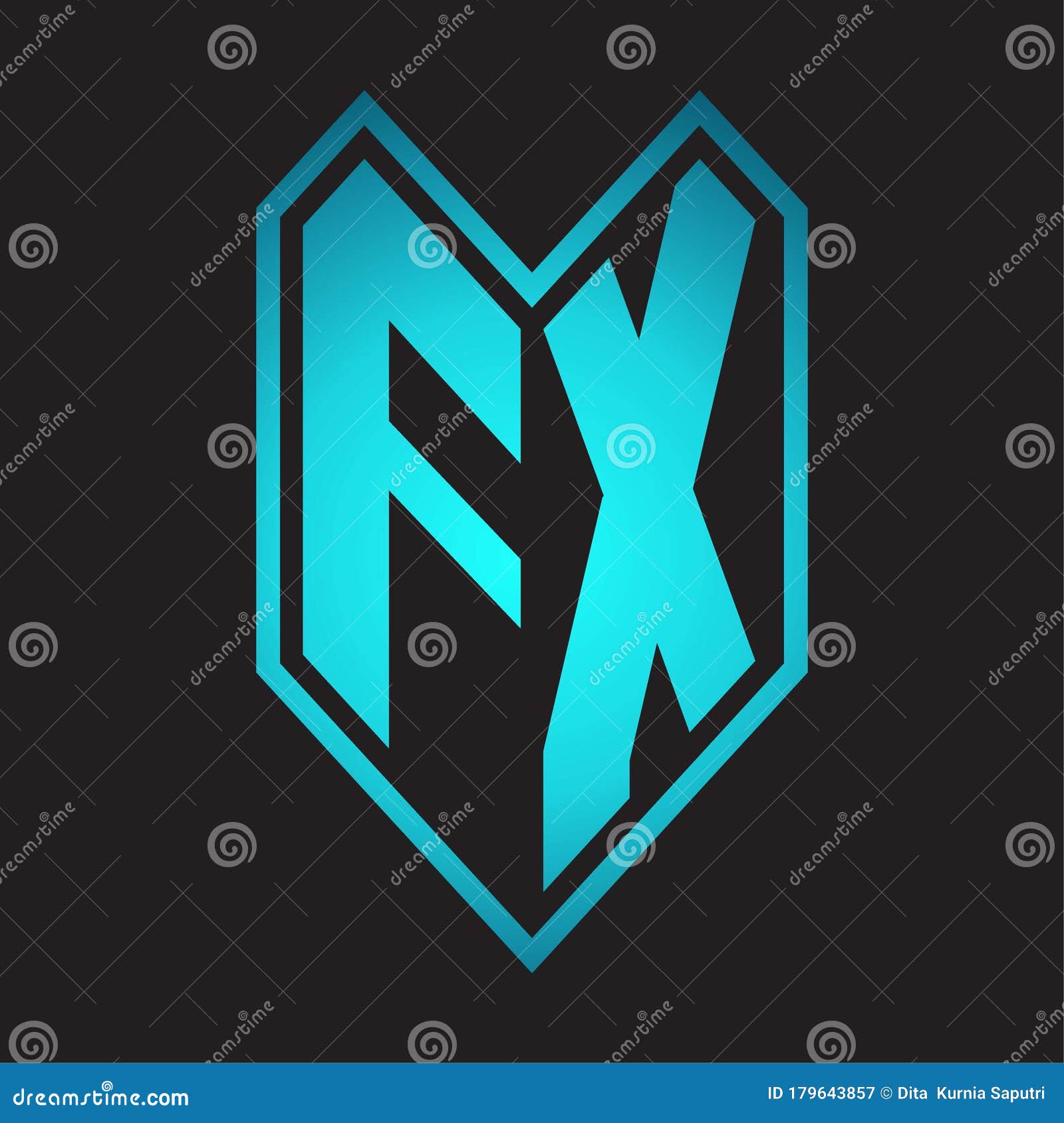 FX Logo Monogram with Emblem Line Style Isolated on Blue Gradient ...