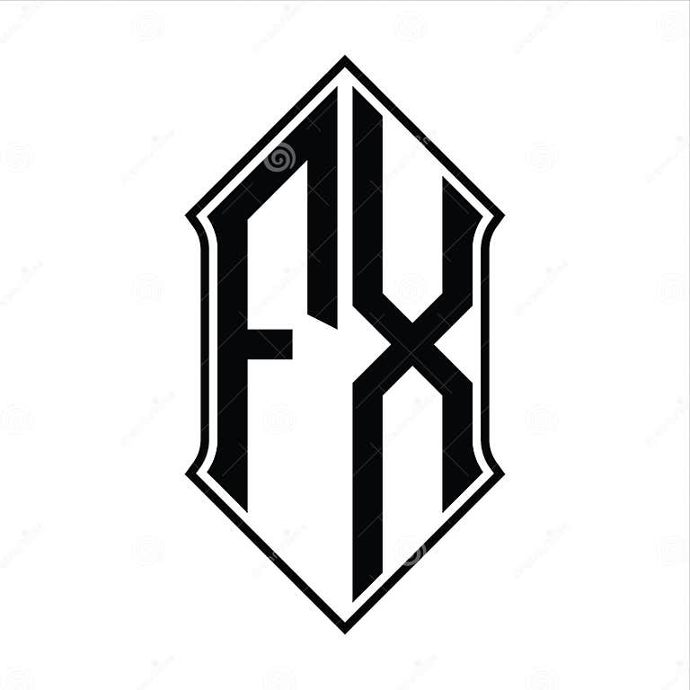 FX Logo Monogram with Shieldshape and Outline Design Template Vector ...