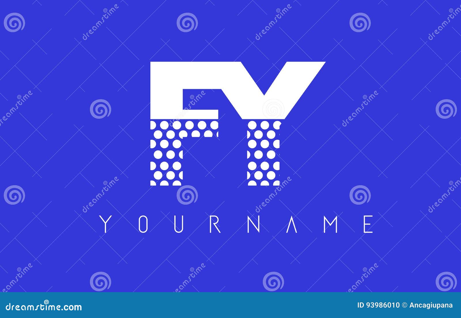 FY F Y Dotted Letter Logo Design with Blue Background. Stock Vector ...