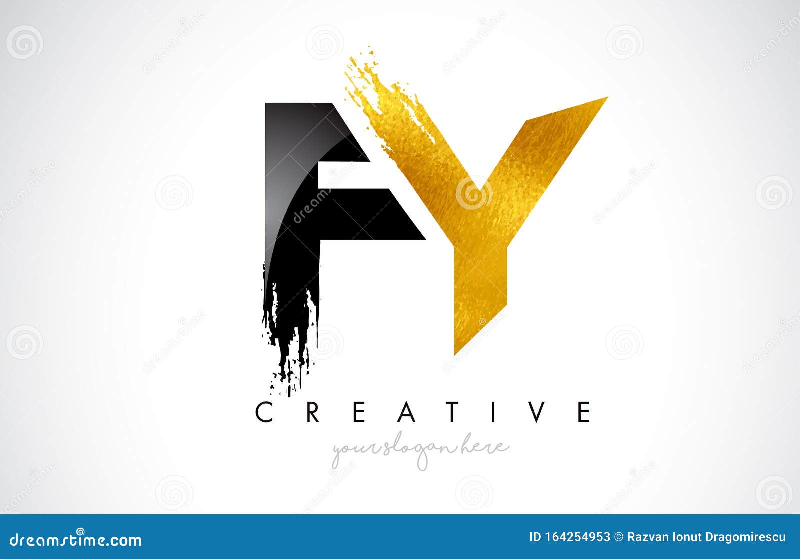 FY Letter Design with Brush Stroke and Modern 3D Look Stock Vector ...