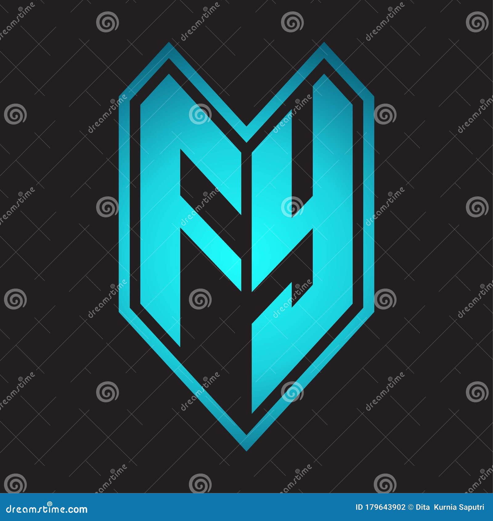 FY Logo Monogram with Emblem Line Style Isolated on Blue Gradient ...