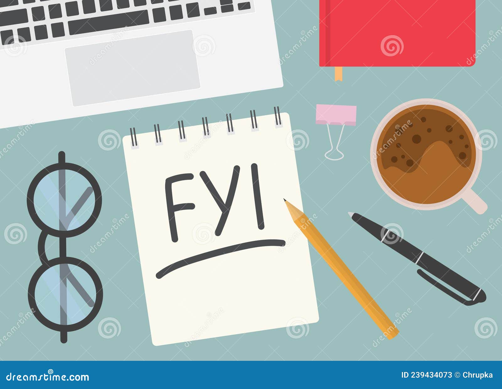 FYI for Your Information Written on in Spiral Notebook, Flat Lay Desk ...