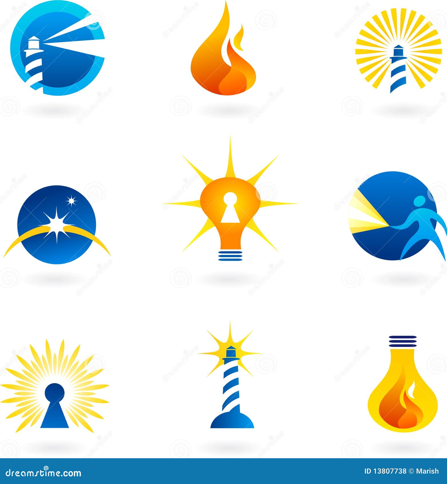 Fyr, Lampor Och Brandsymboler Vektor Illustrationer - Illustration av ...