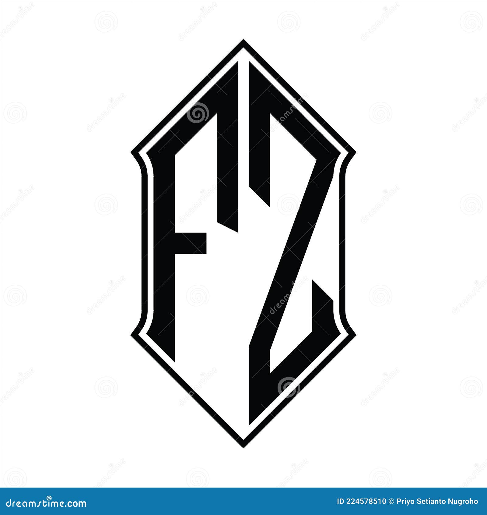 FZ Logo Monogram with Shieldshape and Outline Design Template Vector ...