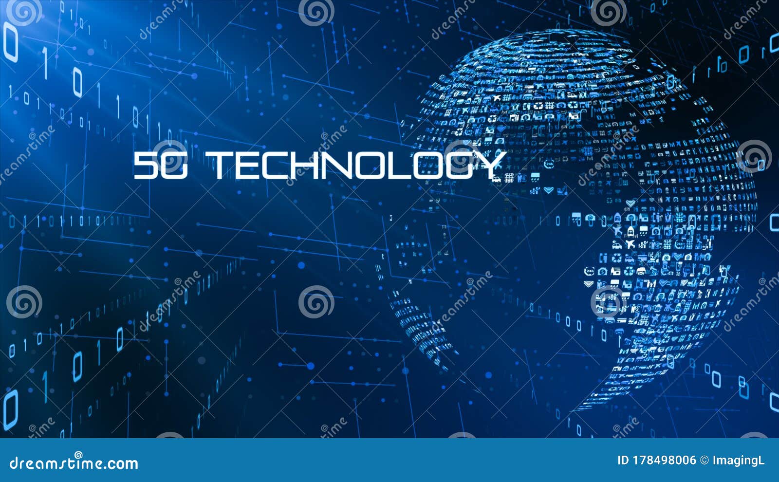 5G and AI Technology, Global Communication Network Concept. 3D ...