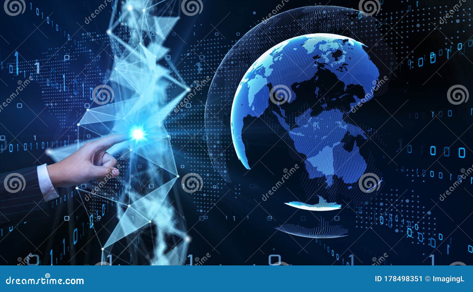 5G and AI Technology, Global Communication Network Concept. 3D ...