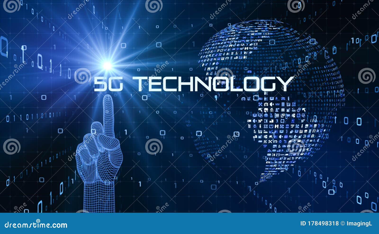 5G and AI Technology, Global Communication Network Concept. 3D ...