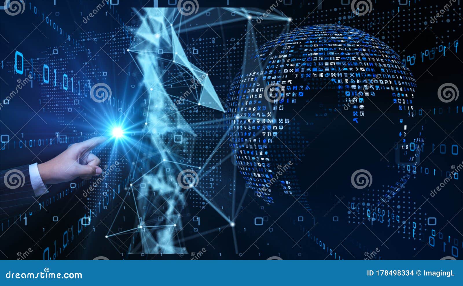 5G and AI Technology, Global Communication Network Concept. 3D ...