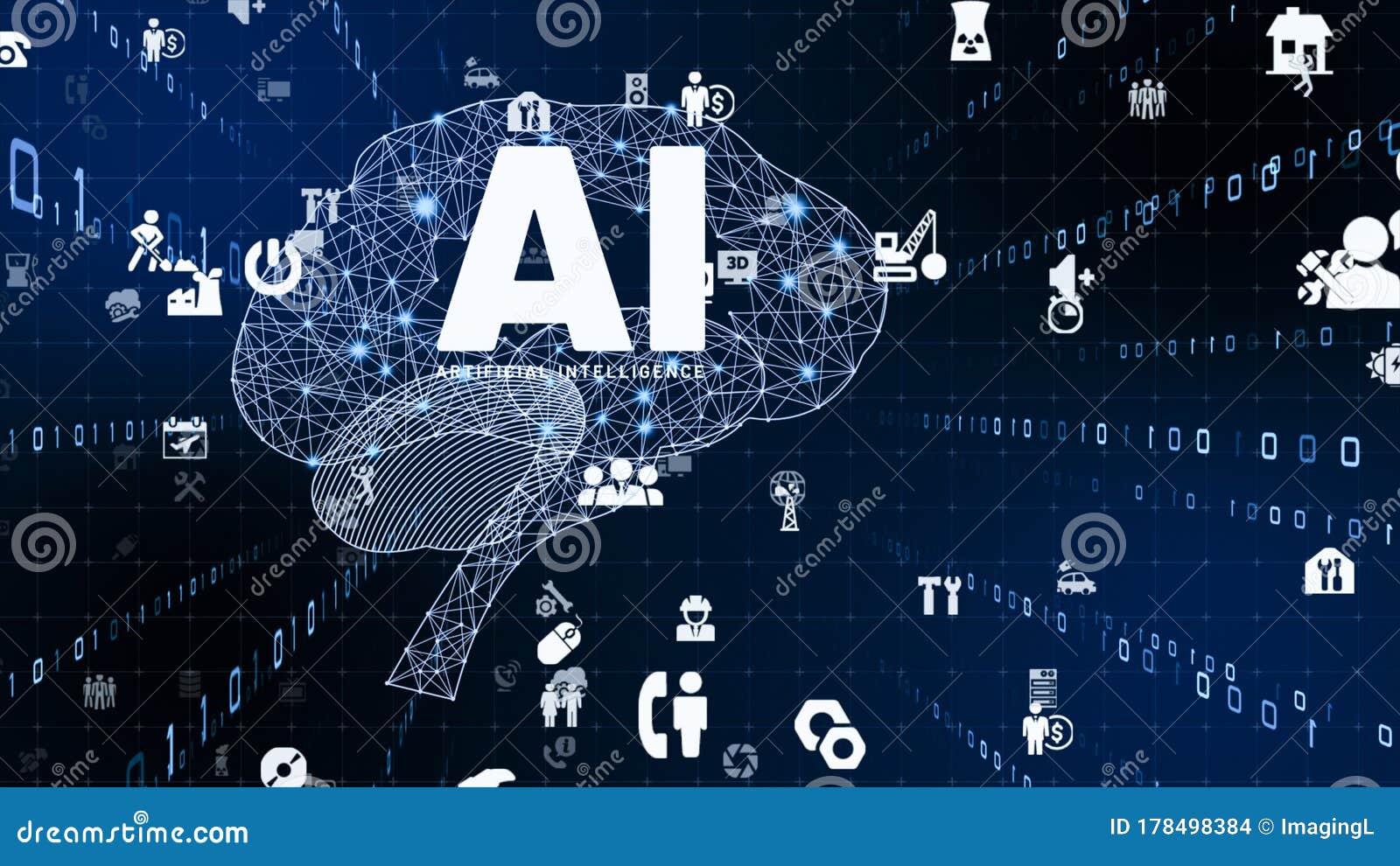 5G and AI Technology, Global Communication Network Concept. 3D ...