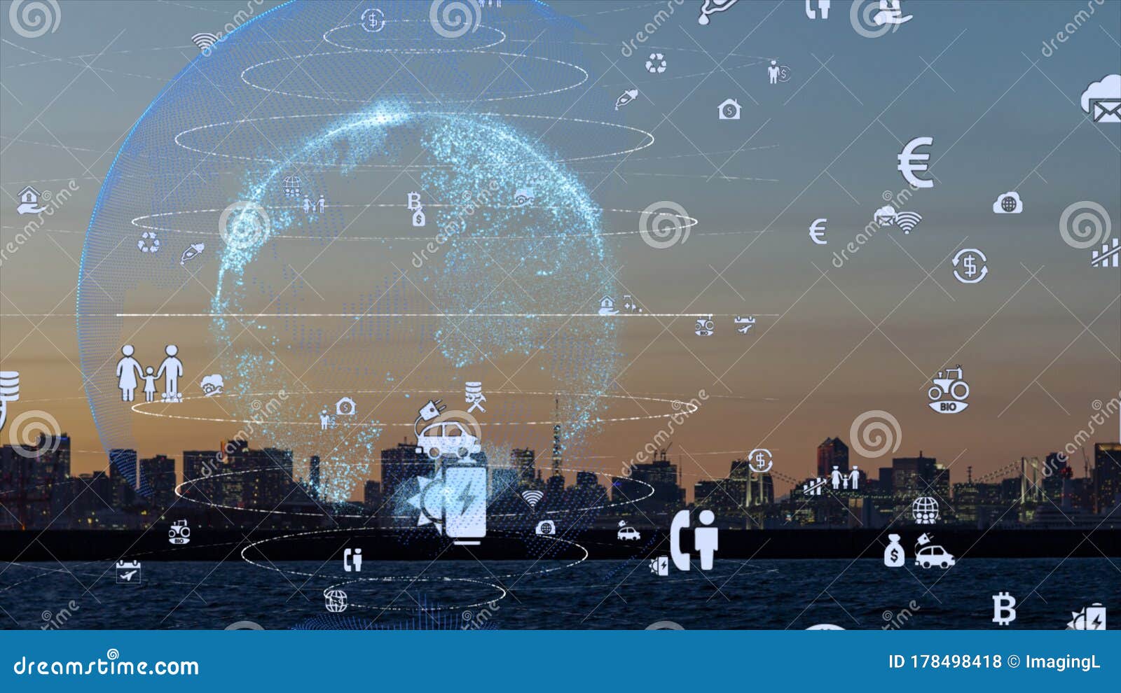 5G and AI Technology, Global Communication Network Concept. 3D ...