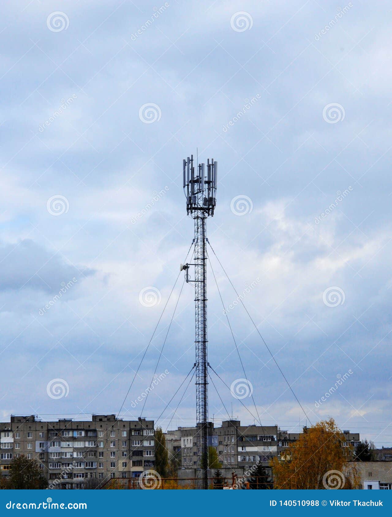 4g Antenna in the City Against the Sky. Stock Photo - Image of blue ...