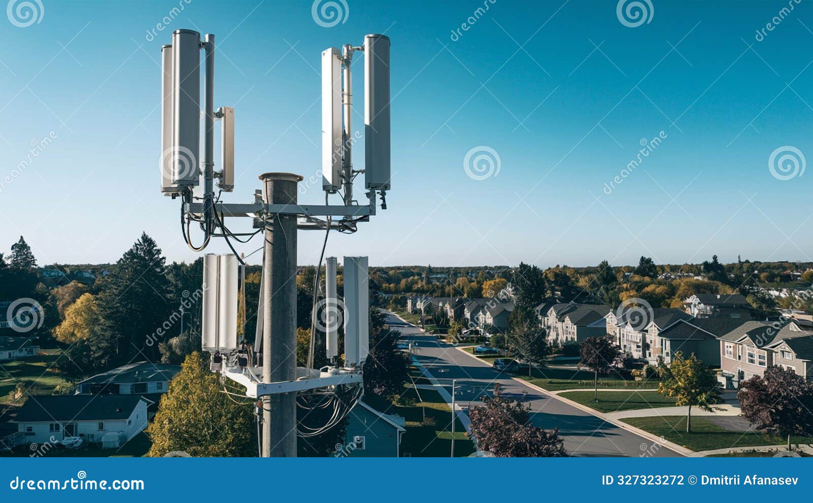 5G Antennas on a Telecommunications Pole in a Neighborhood Stock ...
