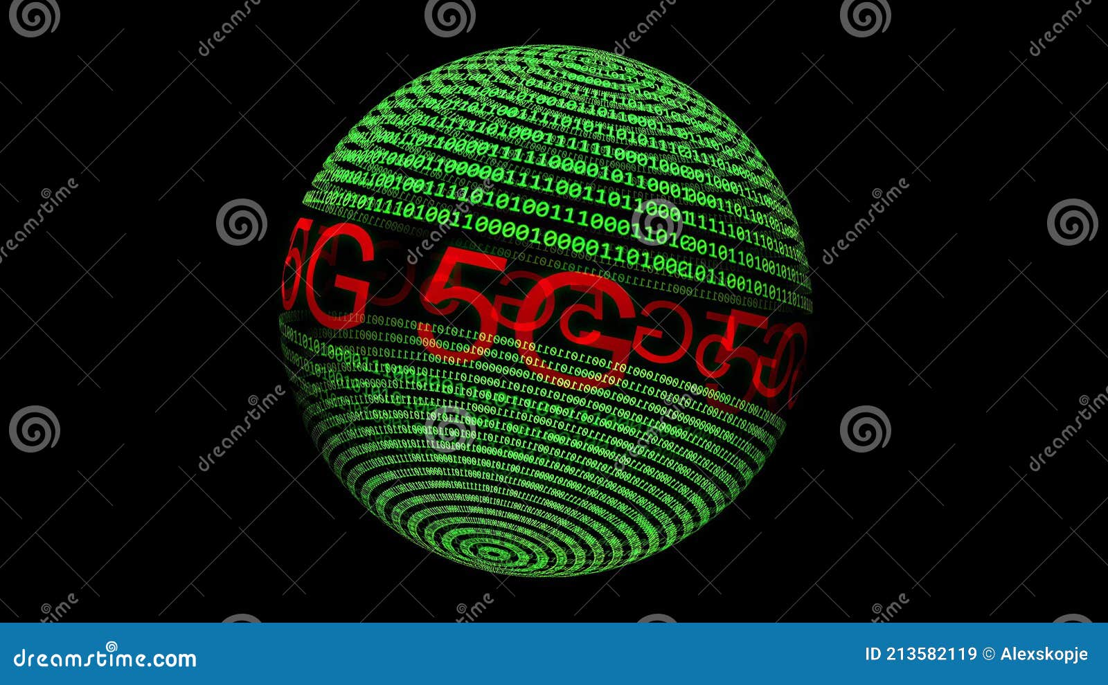 5G on Binary Data Rotating Sphere Stock Illustration - Illustration of ...