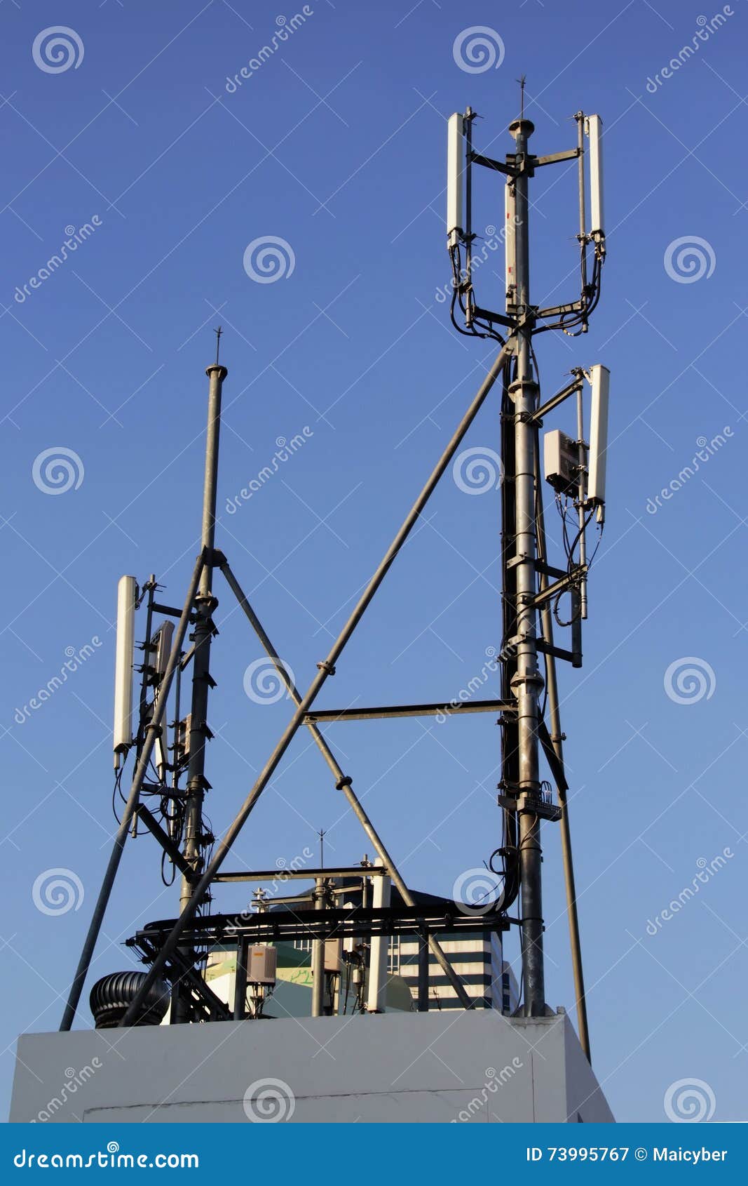 4G Cell Site, Radio Tower or Mobile Phone Base Station Stock Image ...