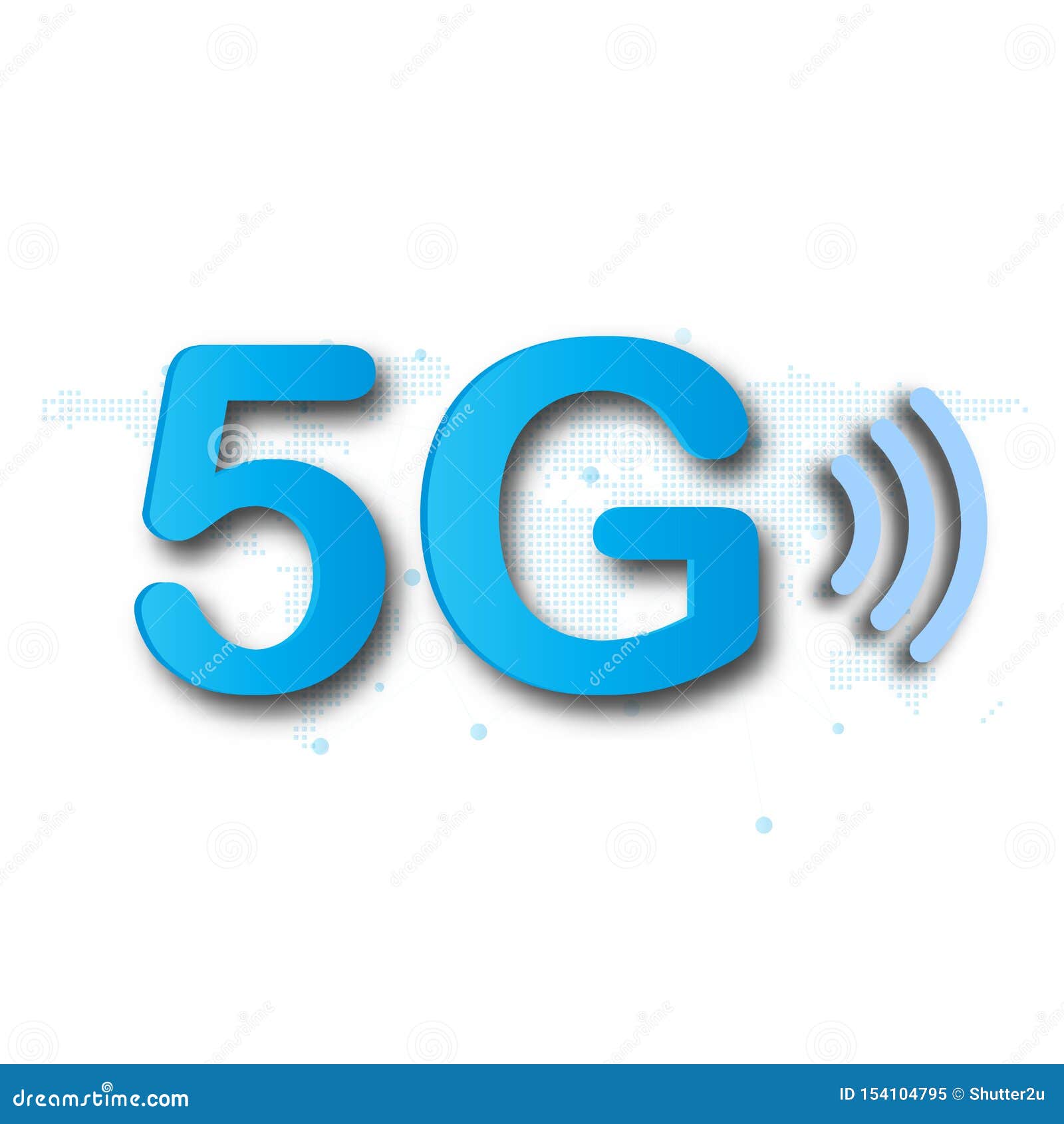 5G Cellular Mobile Communication Blue Logo Background With Global ...
