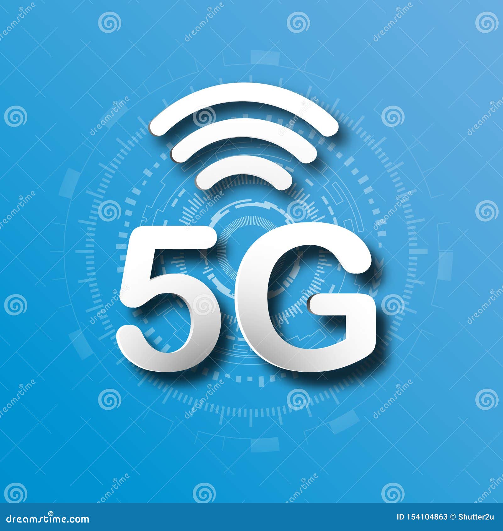 5G Cellular Mobile Communication Blue Logo Background With Global ...