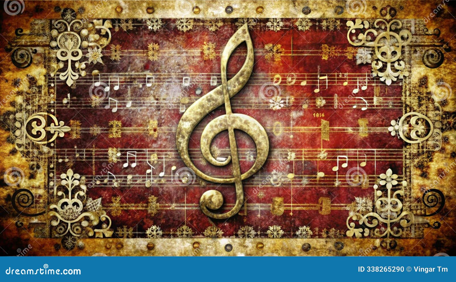 G Clef on Vintage Music Sheet Background Stock Illustration ...