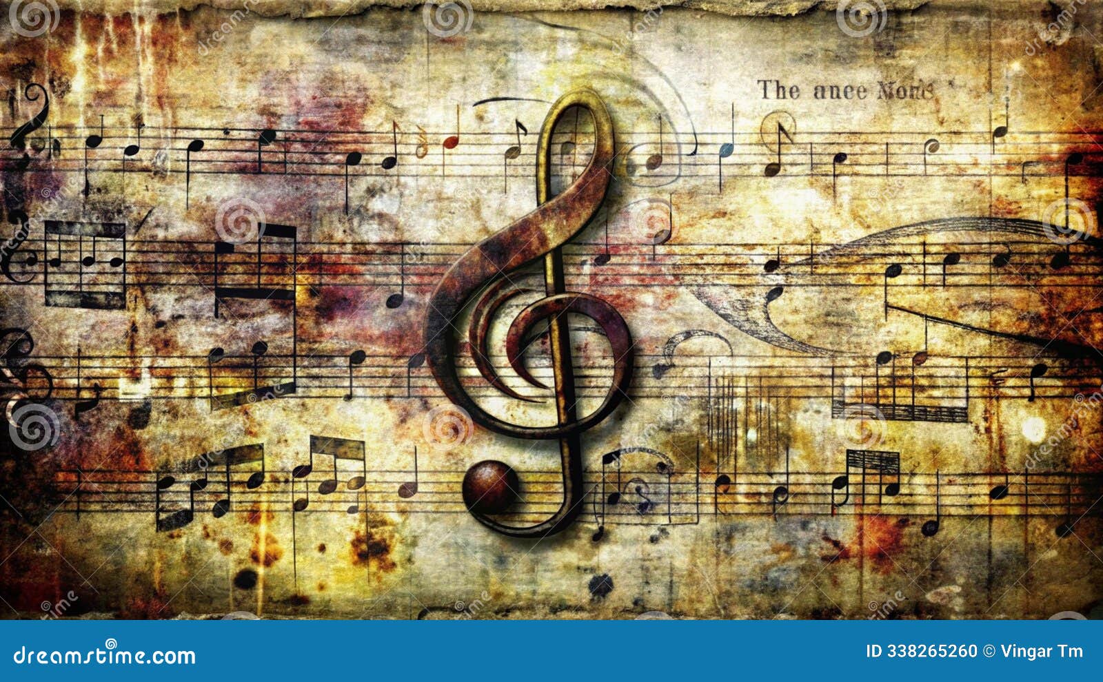 G Clef on a Vintage Sheet Music Background Stock Illustration ...
