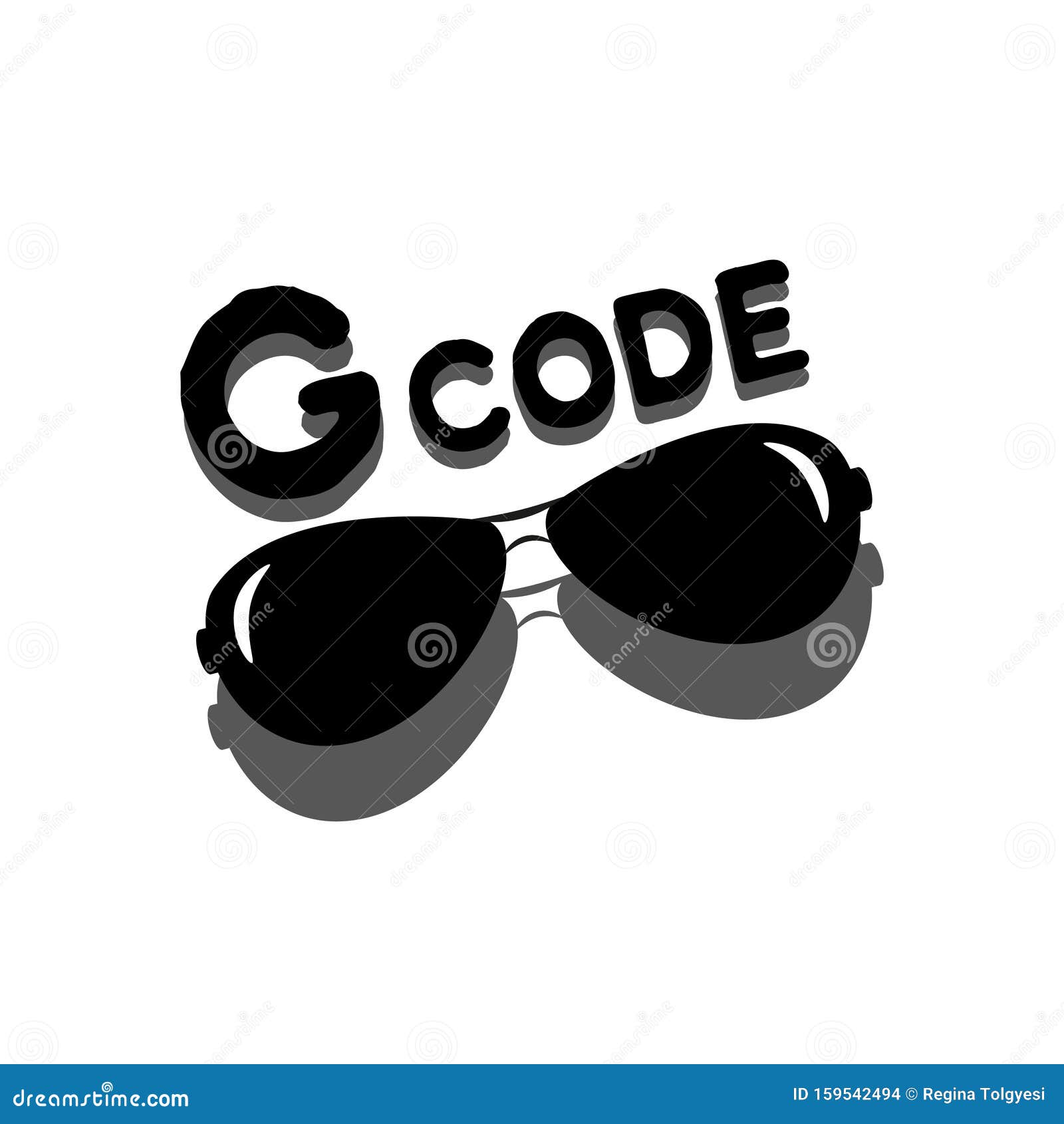 G Code- Funny Text, with Black Sunglasses, on White Backroud. Stock ...
