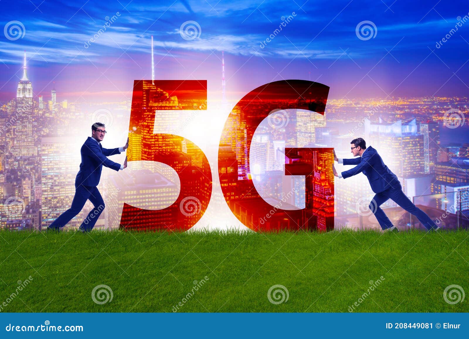 5G Communication Network Concept with Silhouettes Stock Image - Image ...