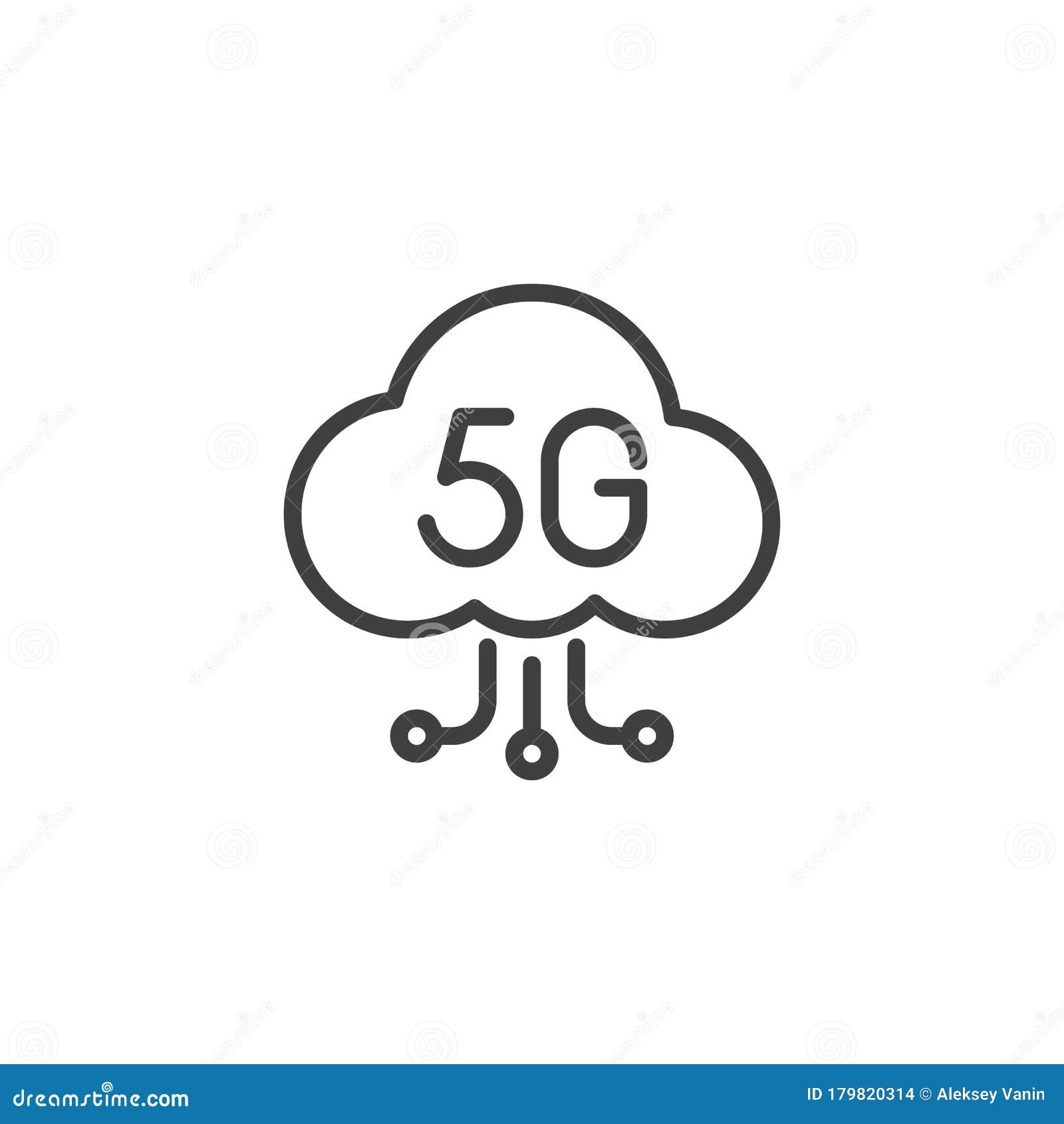 5G Connection Cloud Line Icon Stock Vector - Illustration of design ...
