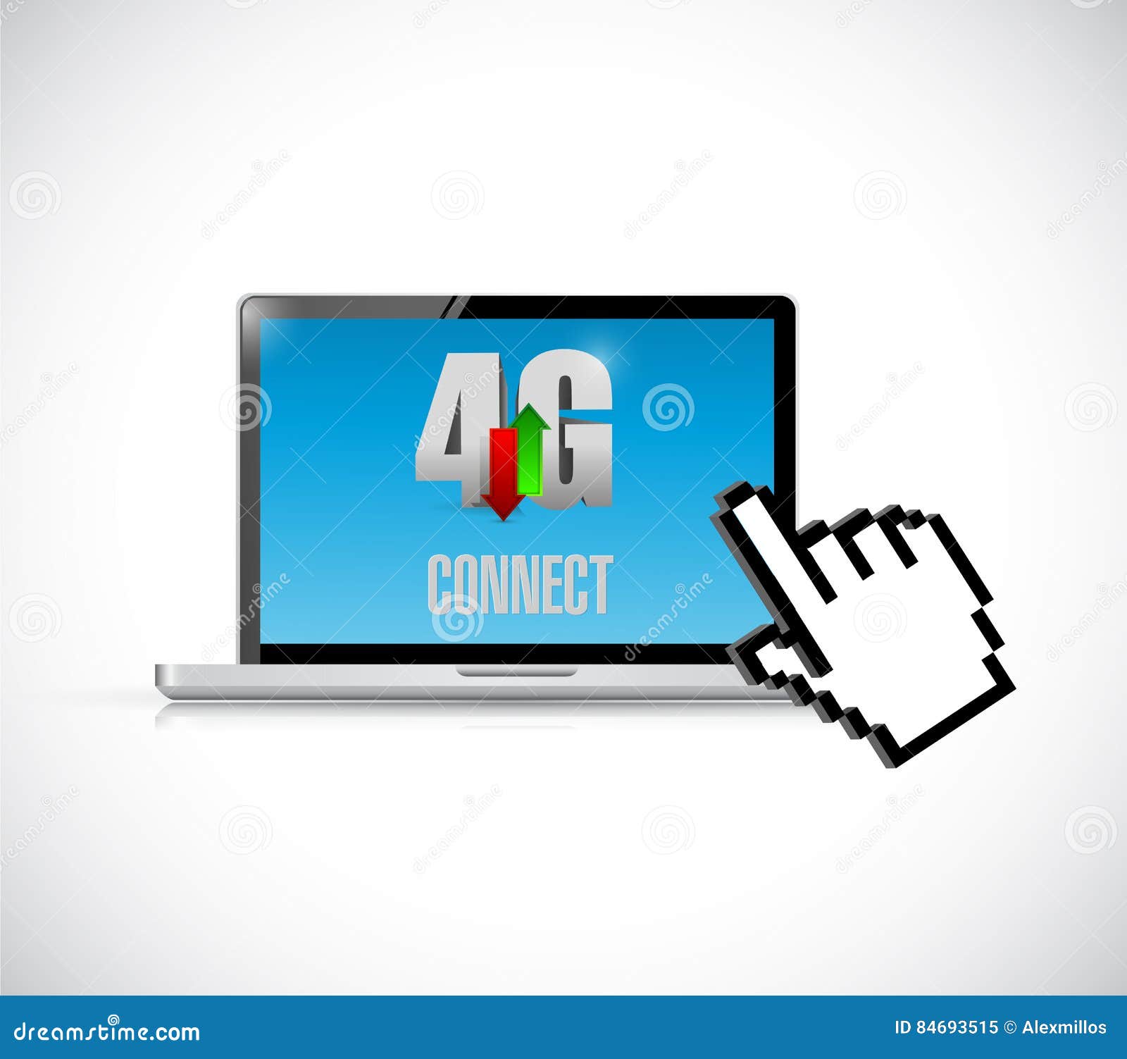 4g Connection on a Computer and Cursor Stock Illustration ...