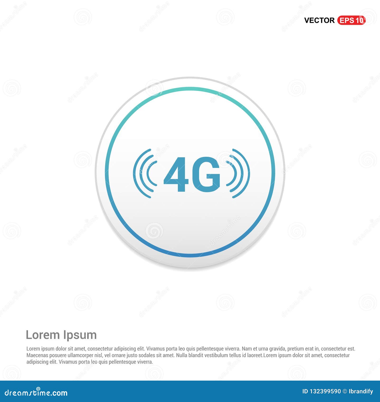 4G Connection Icon - White Circle Button Stock Vector - Illustration of ...