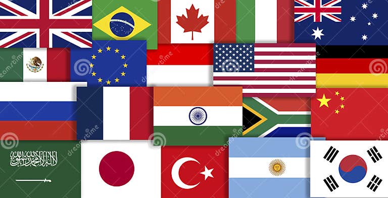 G20 Countries Flags Collage . G20 Countries Flags Illustration Stock ...