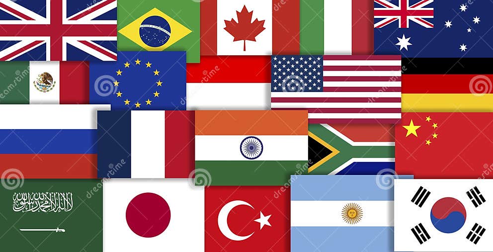 G20 Countries Flags Collage . G20 Countries Flags Illustration Stock ...