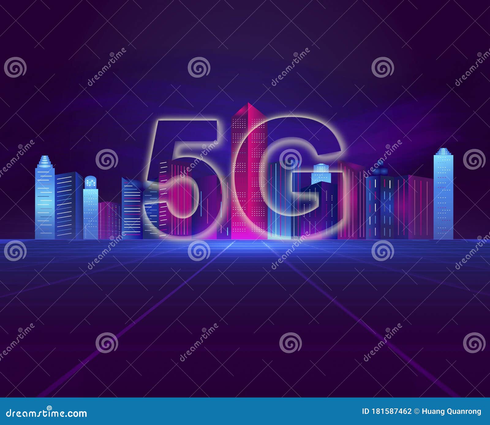 5G and Current Urban Architecture Illustrations, 5G High-speed ...