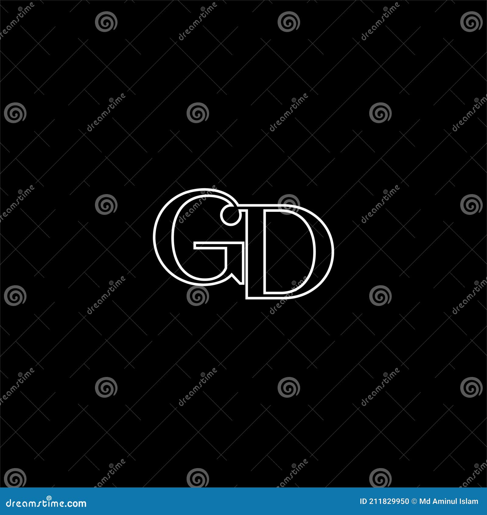 G D Letter Logo Creative Design on Black Color Background.gd Stock ...