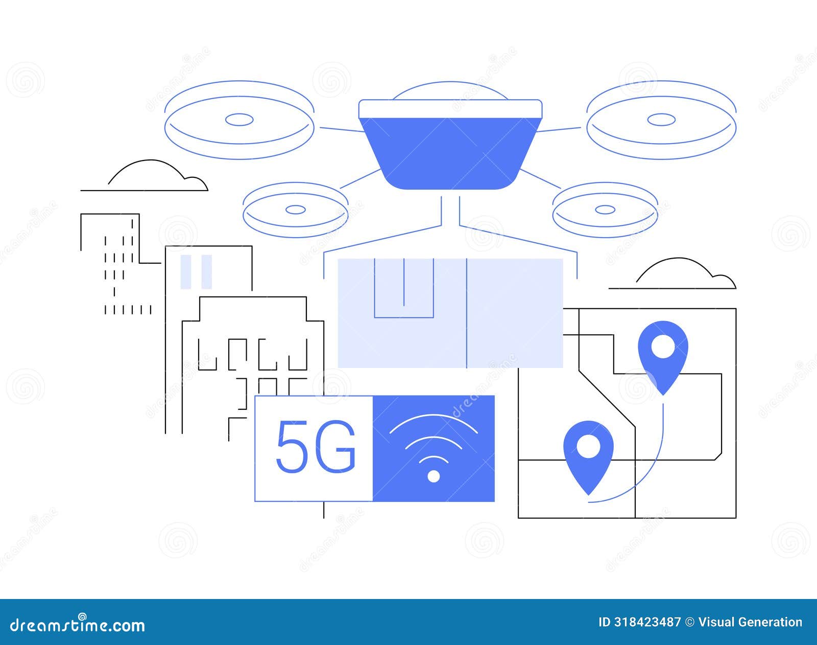 Drones Cartoon Big Vector Bundle. Controlled Modern Unmanned Aerial ...
