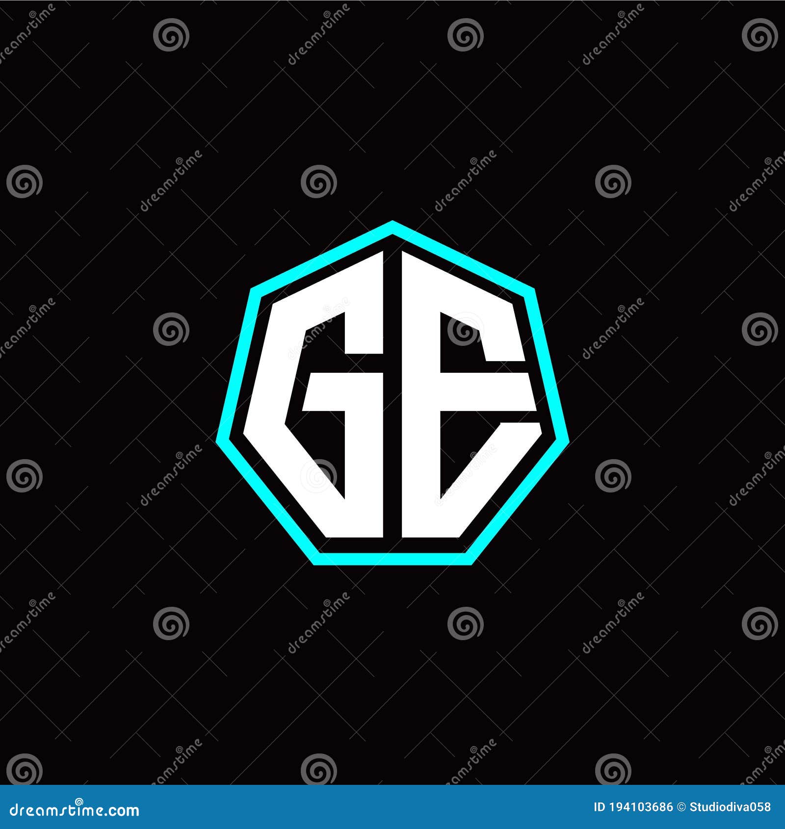 G E Initials Modern Polygon Logo Template Stock Vector - Illustration ...