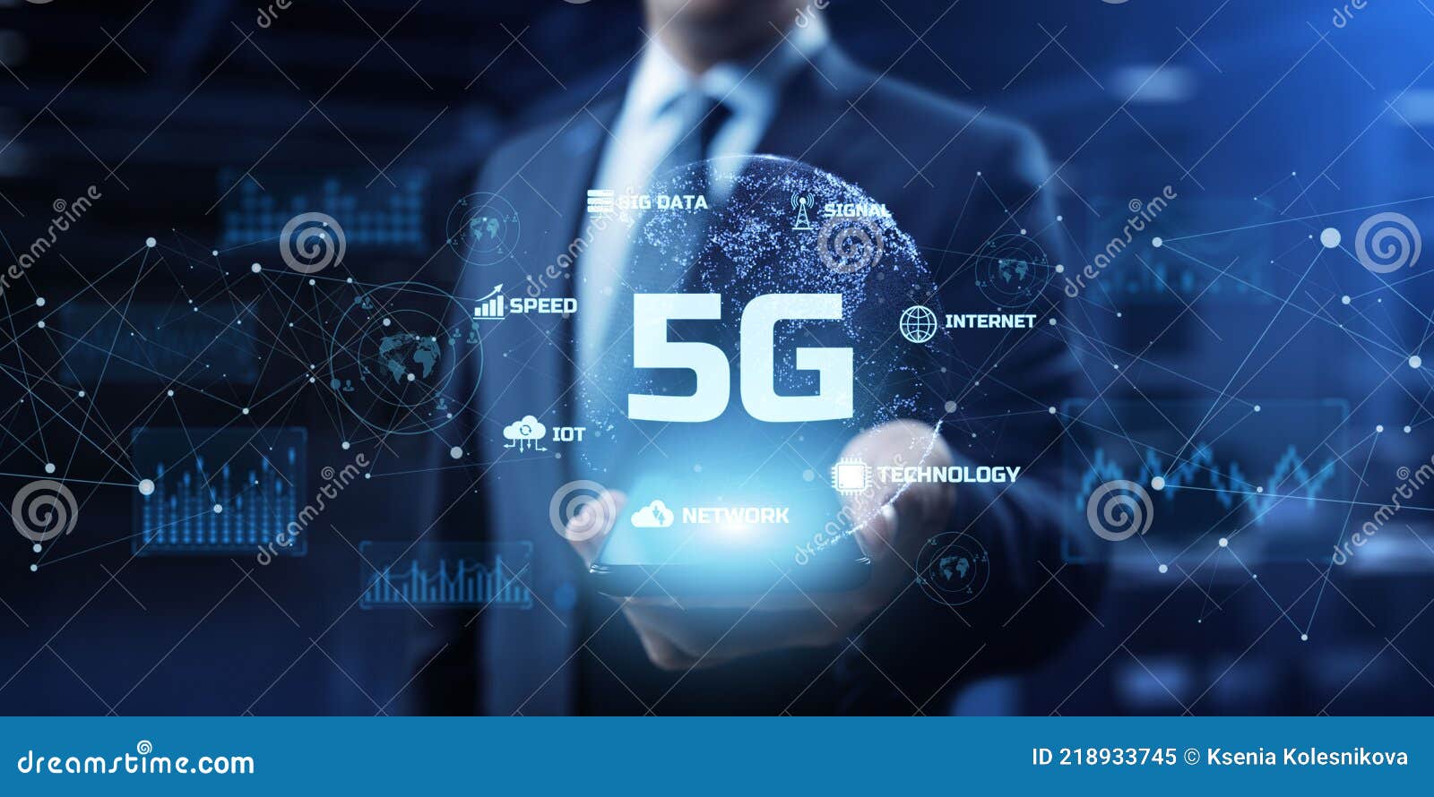 5G Fifth Generation Fast Speed Internet Connection. Networking and ...