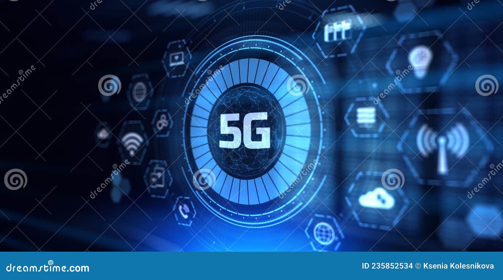 5g Fifth Generation Wireless Mobile Internet Connection Concept on ...