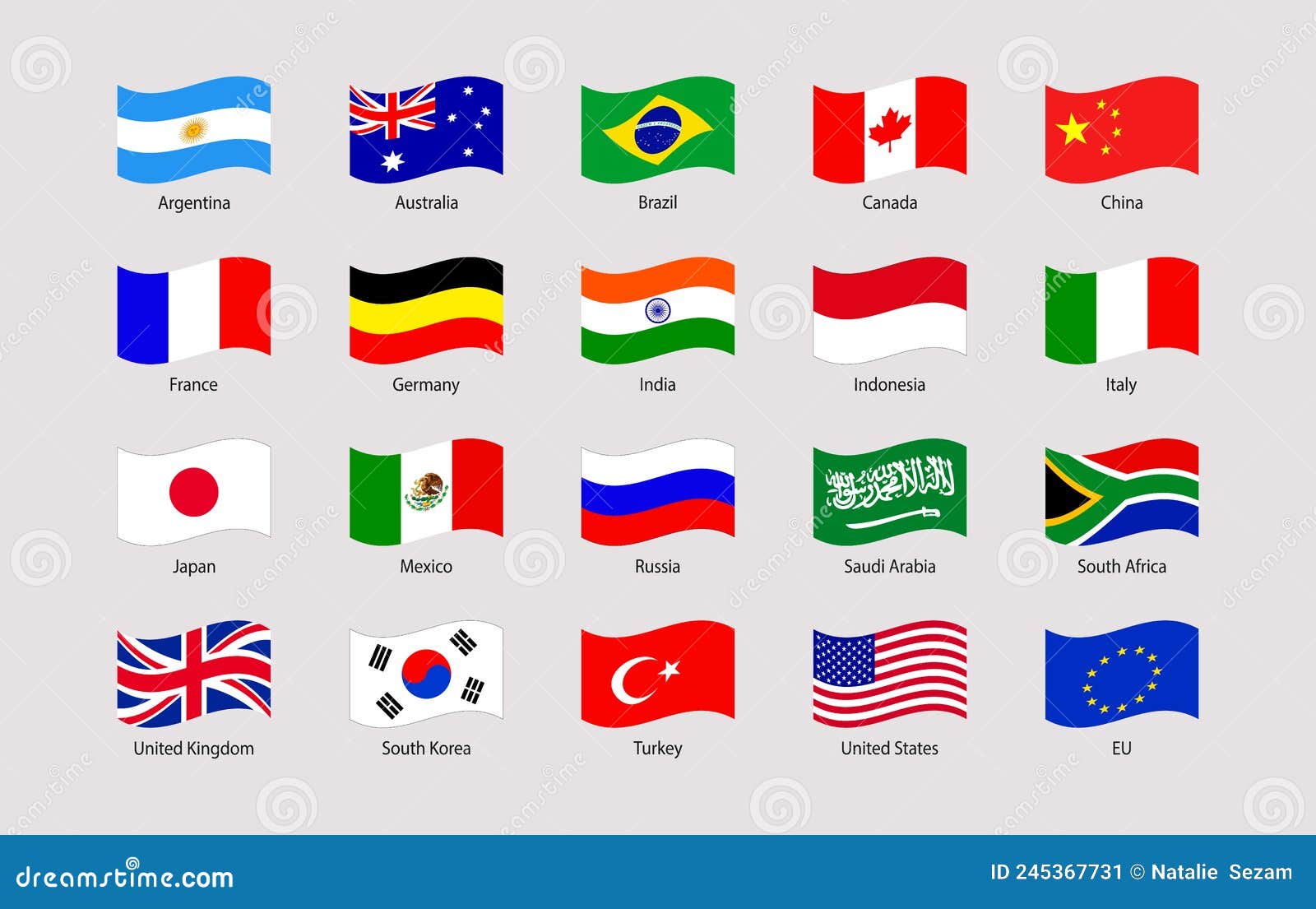 G20 Flag Vector Illustration. USA ,Canada, France, Germany, Italy ... G20 Flag Vector Illustration. USA ,Canada, France, Germany, Italy ...
