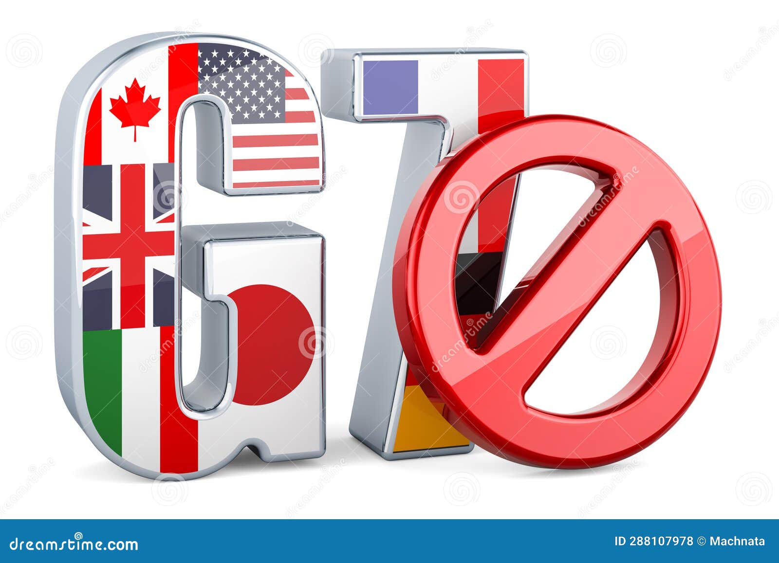 G7 with Forbidden Symbol. 3D Rendering Stock Illustration ...