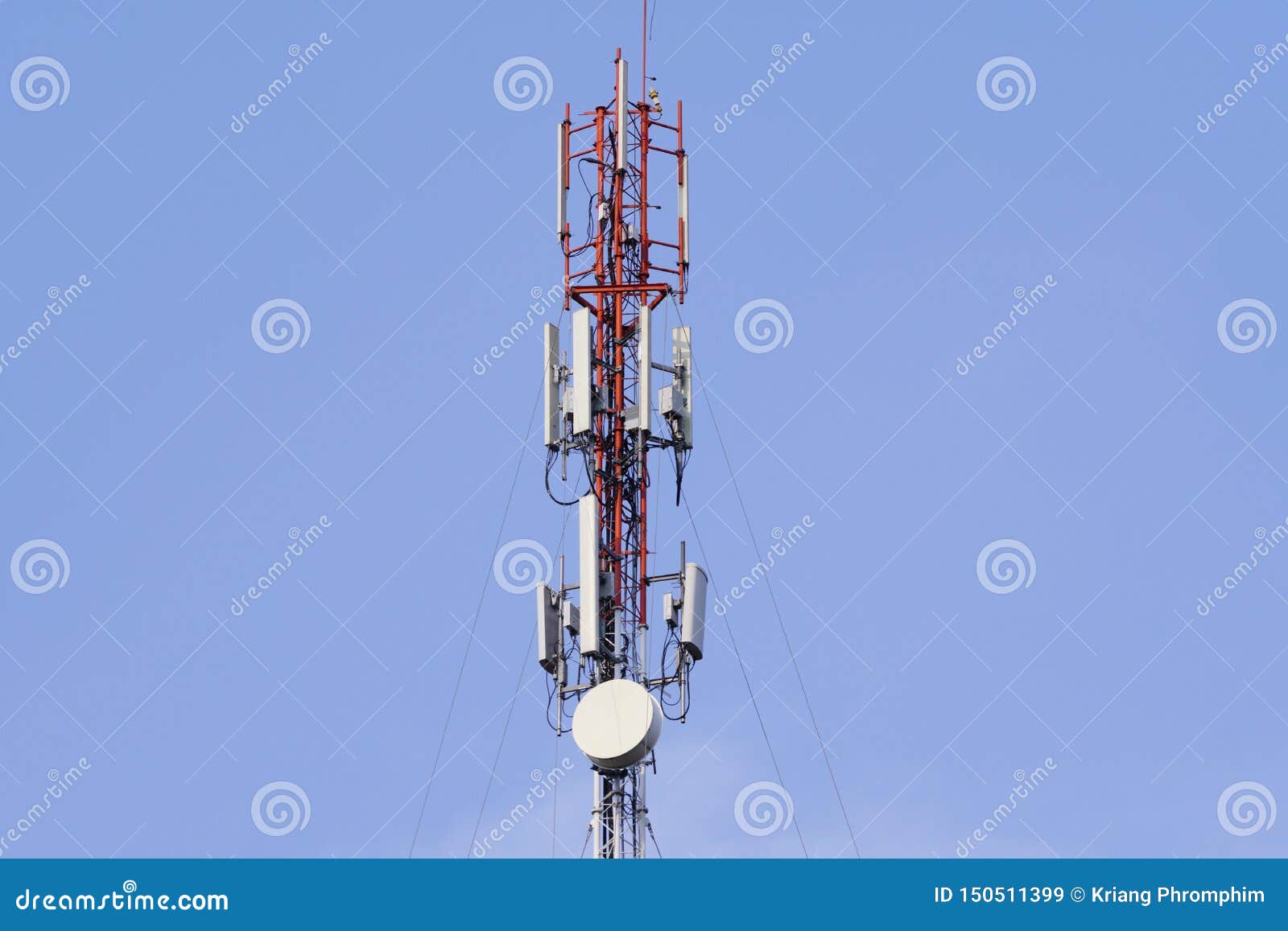 Telecommunication Tower. Wireless Communication Antenna Transmitter ...