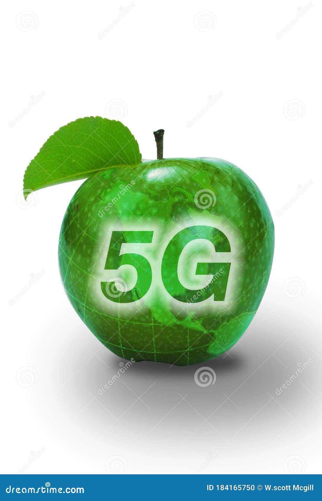5G Green Apple Communication Stock Illustration - Illustration of apple ...