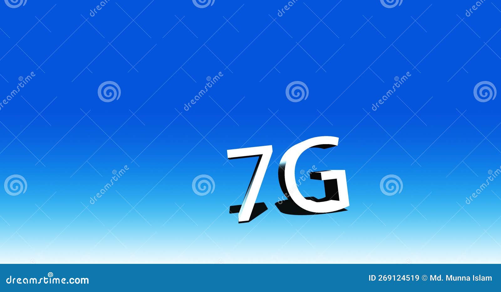 7G Icon Isolated on Blue Background. 3d Rendering. 7G New Wireless ...