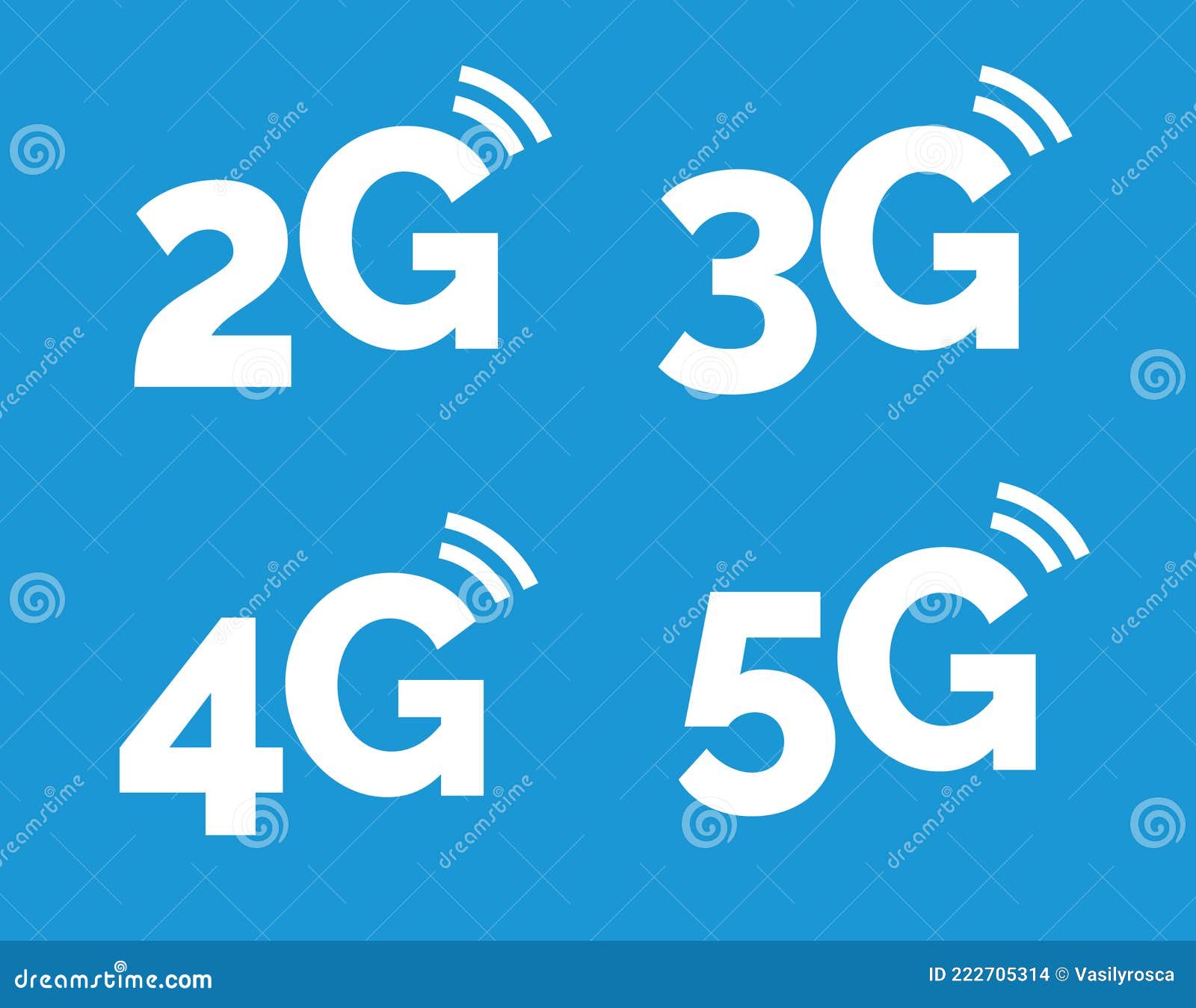 5g Icon, 4g Logo on Blue. 2g Network Vector Technology 3g Icon Stock ...